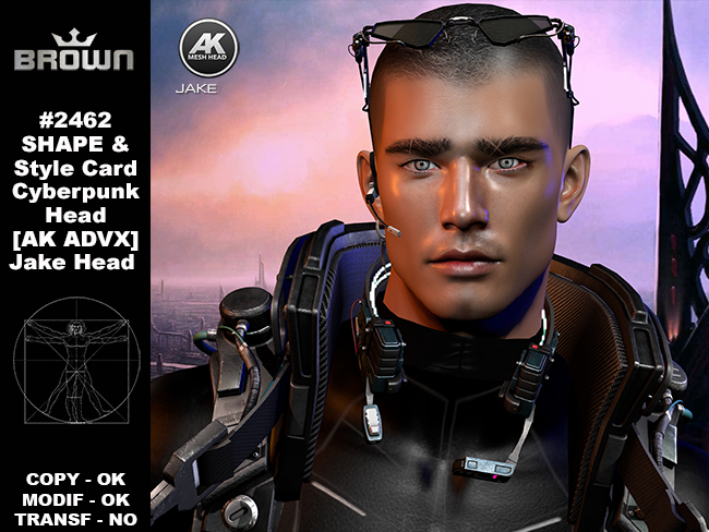 Second Life Marketplace - 2462 SHAPE Cyberpunk Head [AK ADVX] - Jake Head